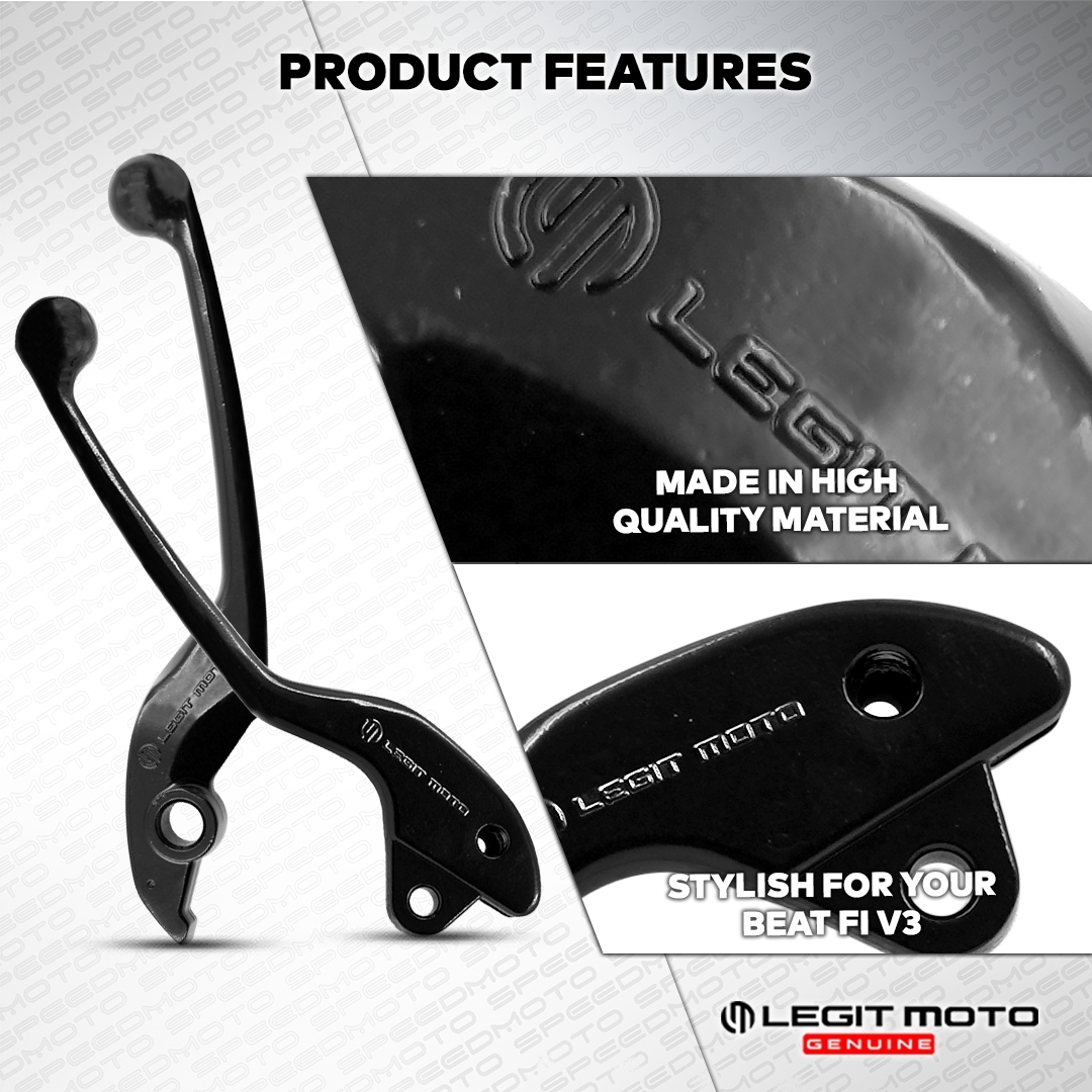 LEGITMOTO BEAT FI V3 ALLOY BRAKE LEVER SET CHROME L-11398 / BLACK L ...