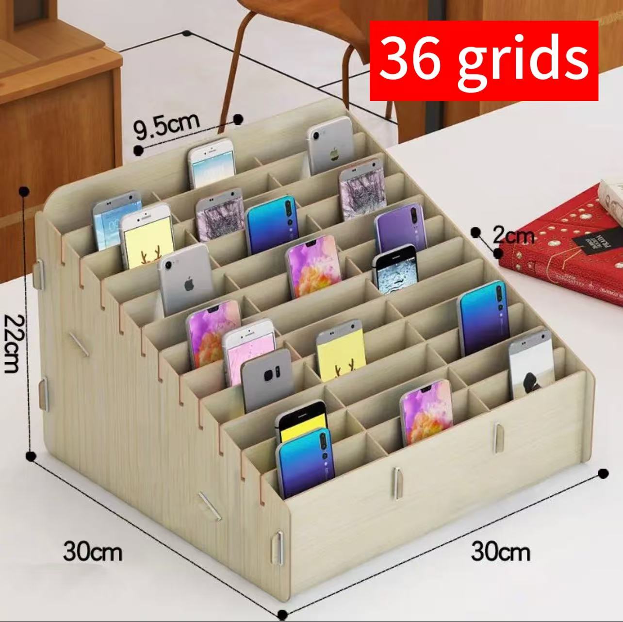Multi-funtion Wooden Mobile Phone Storage Box Desktop Organizer for ...