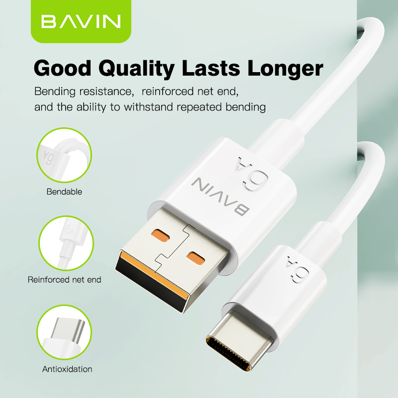BAVIN CB294 6A Fast Charging Data Cable 18W QC3.0 w/ 1m Length Cable ...