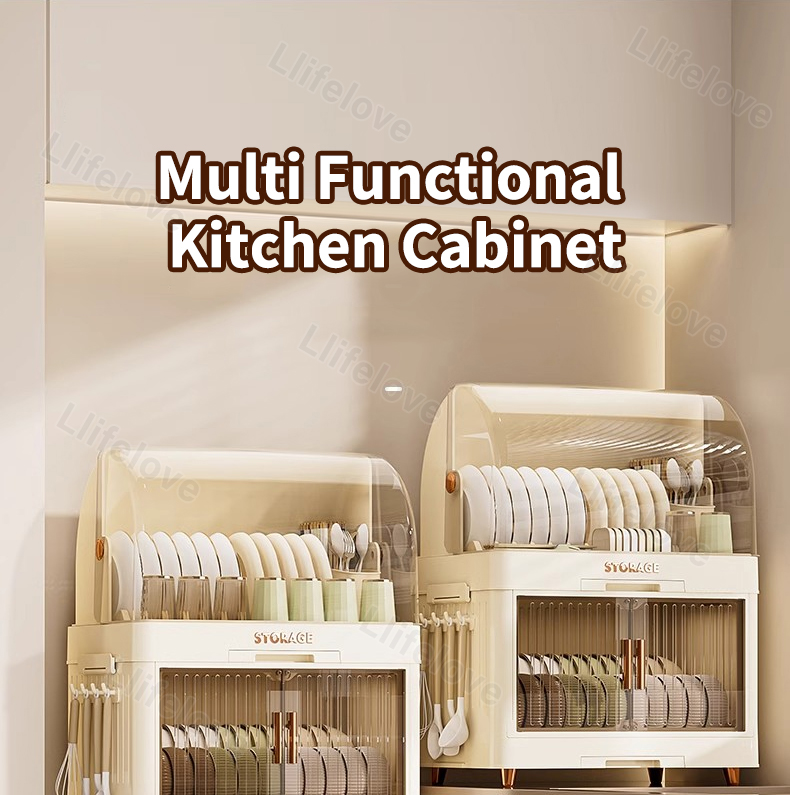 Dish Rack Dish Drain Cabinet Plastic Dish Cabinet With Cover Foldable ...