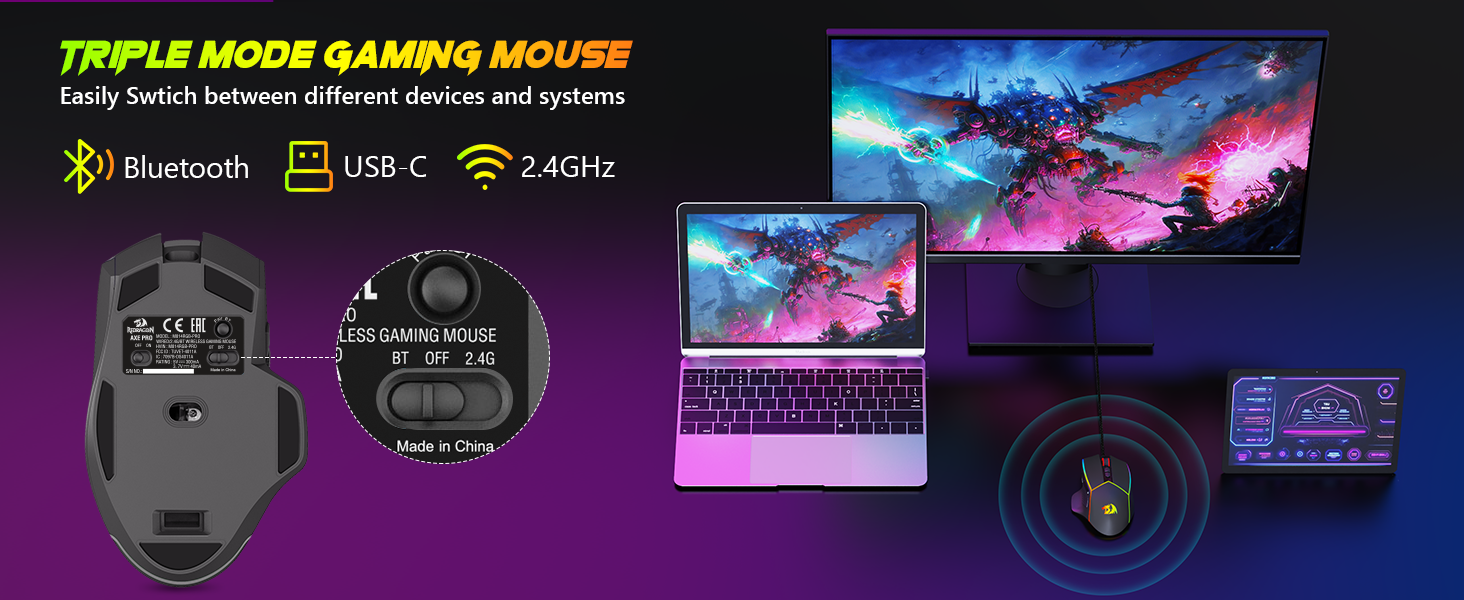 Redragon Axe RGB Wireless Gaming Mouse (M814RGB-PRO) | Shopee Philippines