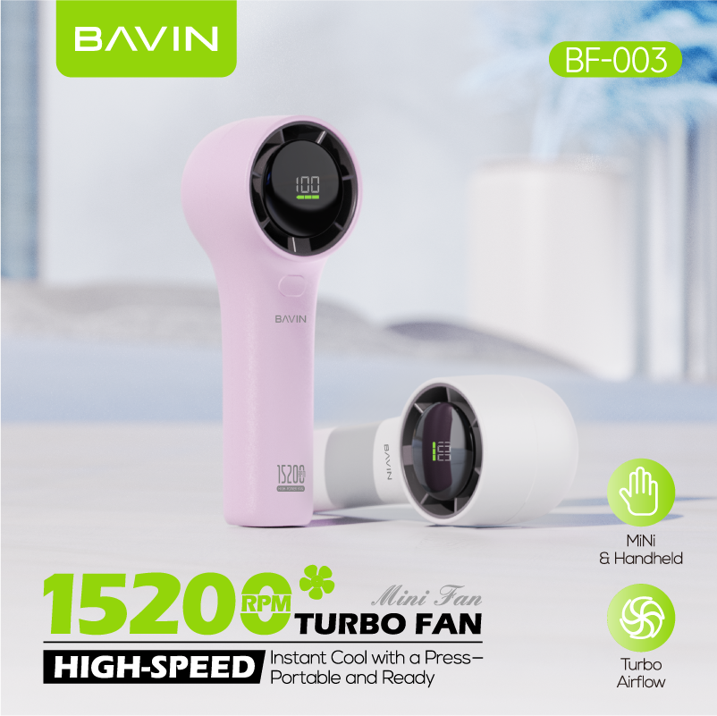 BAVIN BF003 Mini Handheld Turbo Portable Fan w/ Up to 5 Gears Strong ...