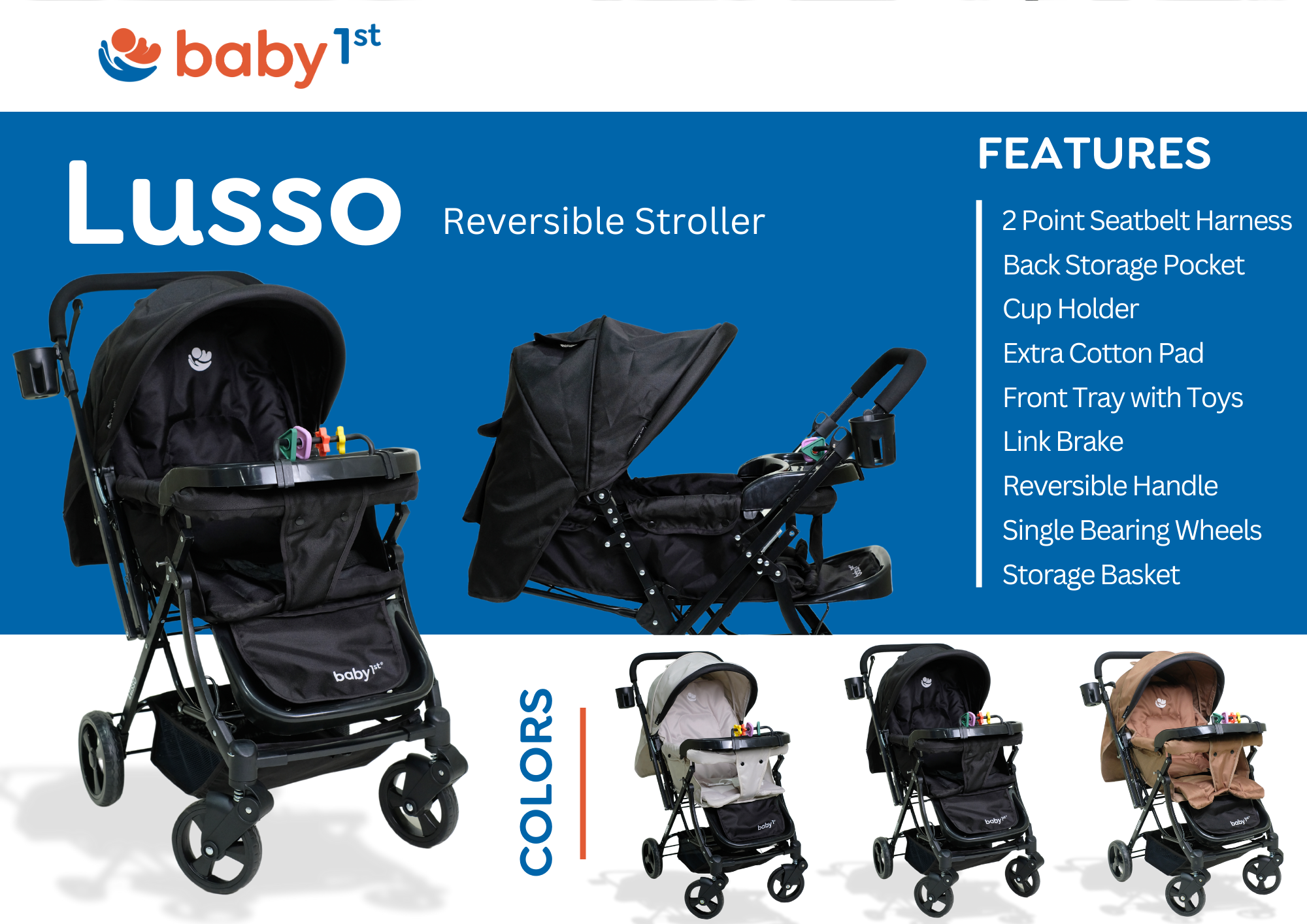 Baby 1st Lusso Reversible Foldable Stroller | Shopee Philippines