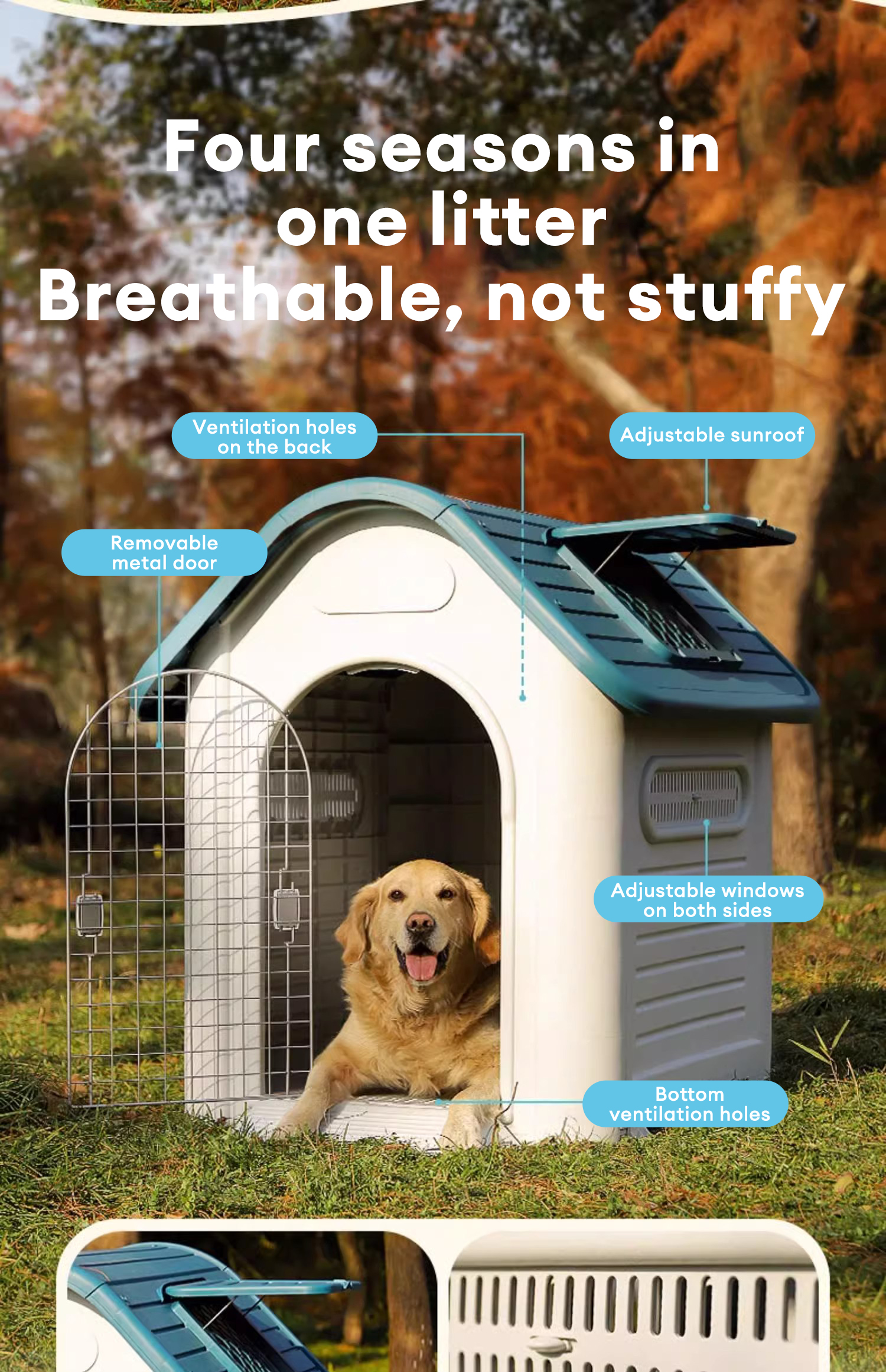 Dog House Outdoor Large Space Waterproofing Sun Protection Ventilation ...