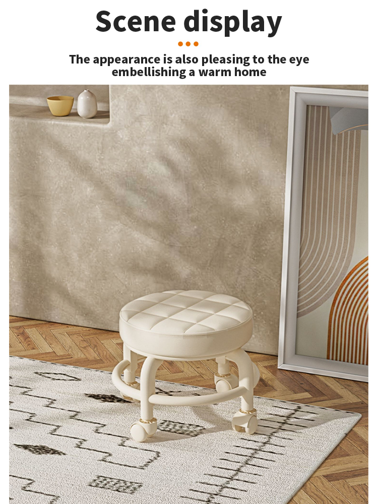 AIODIY Small Stool With Wheels Mini Baby Round Stool With Sofa Foot ...