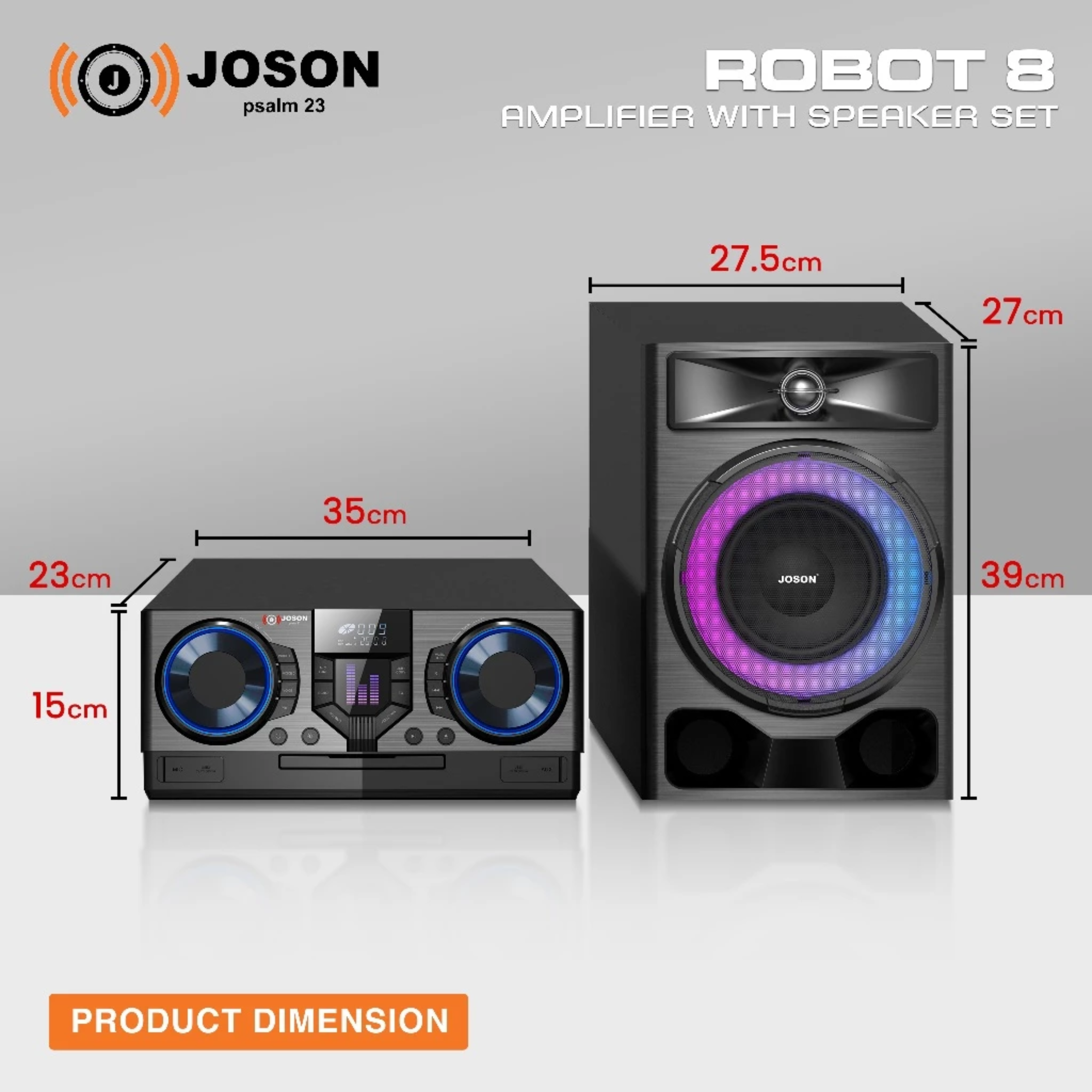 Joson ROBOT-8 Dual 8" Mini Hifi System Channel Sound Amplifier | Shopee ...