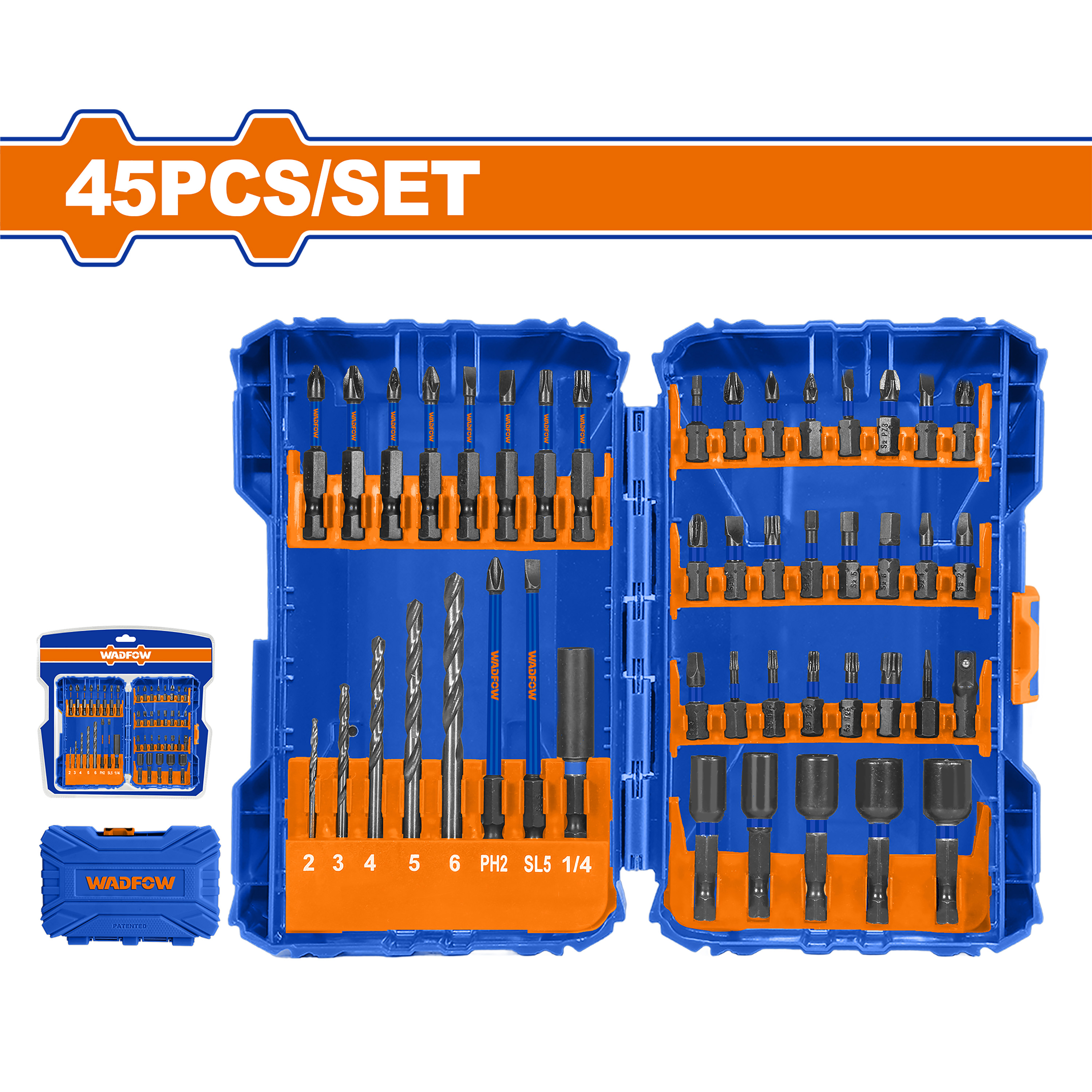 Wadfow WSV6545 45PCS/Set Impact Screwdriver Bits Set with Screwdriver ...