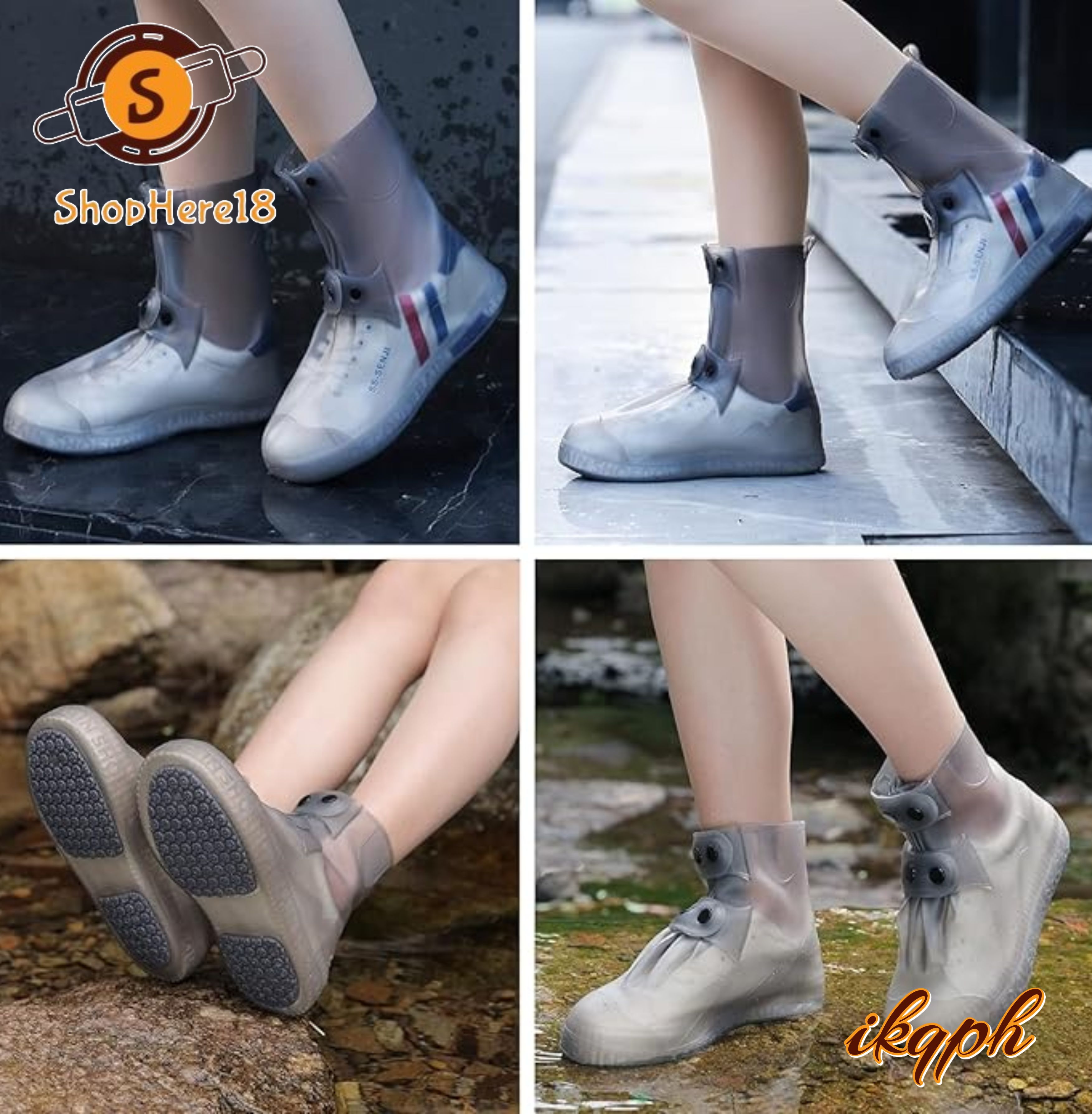 IKQPH 1pair Rain Shoes Cover Waterproof Anti -Slip Male Women's Women's ...