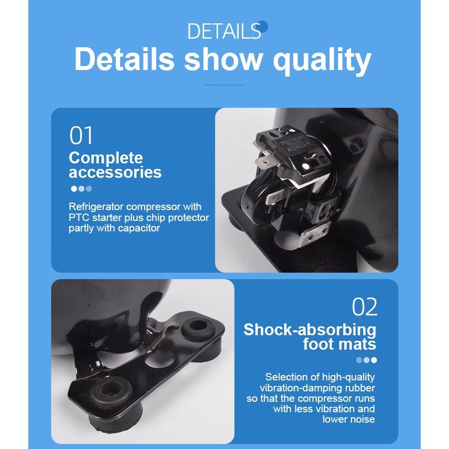 Refrigerator Compressor 130-208W Horsepower QD52H/QD91H R134a 220v ...
