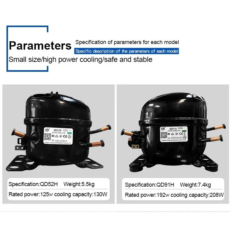 Refrigerator Compressor 130-208W Horsepower QD52H/QD91H R134a 220v ...