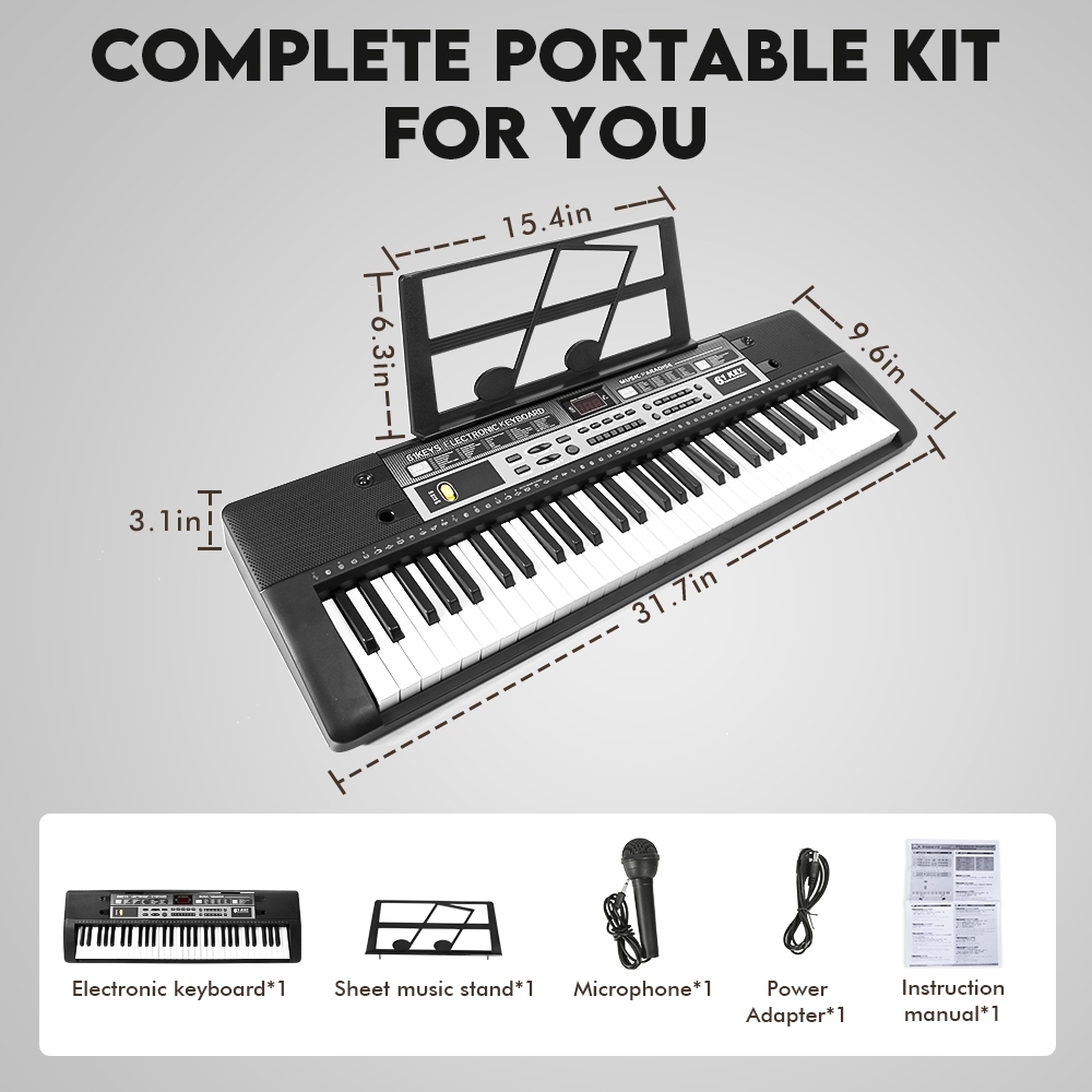 RIXTON 61 Keys Keyboard Digital Piano Rich Teaching Content Multi ...