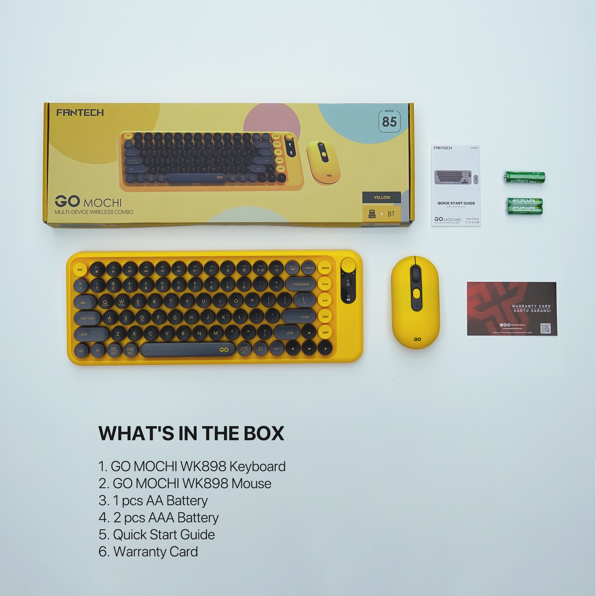 Fantech Go Mochi 85 WK898 Multi-device Compact Combo Wireless Keyboard ...