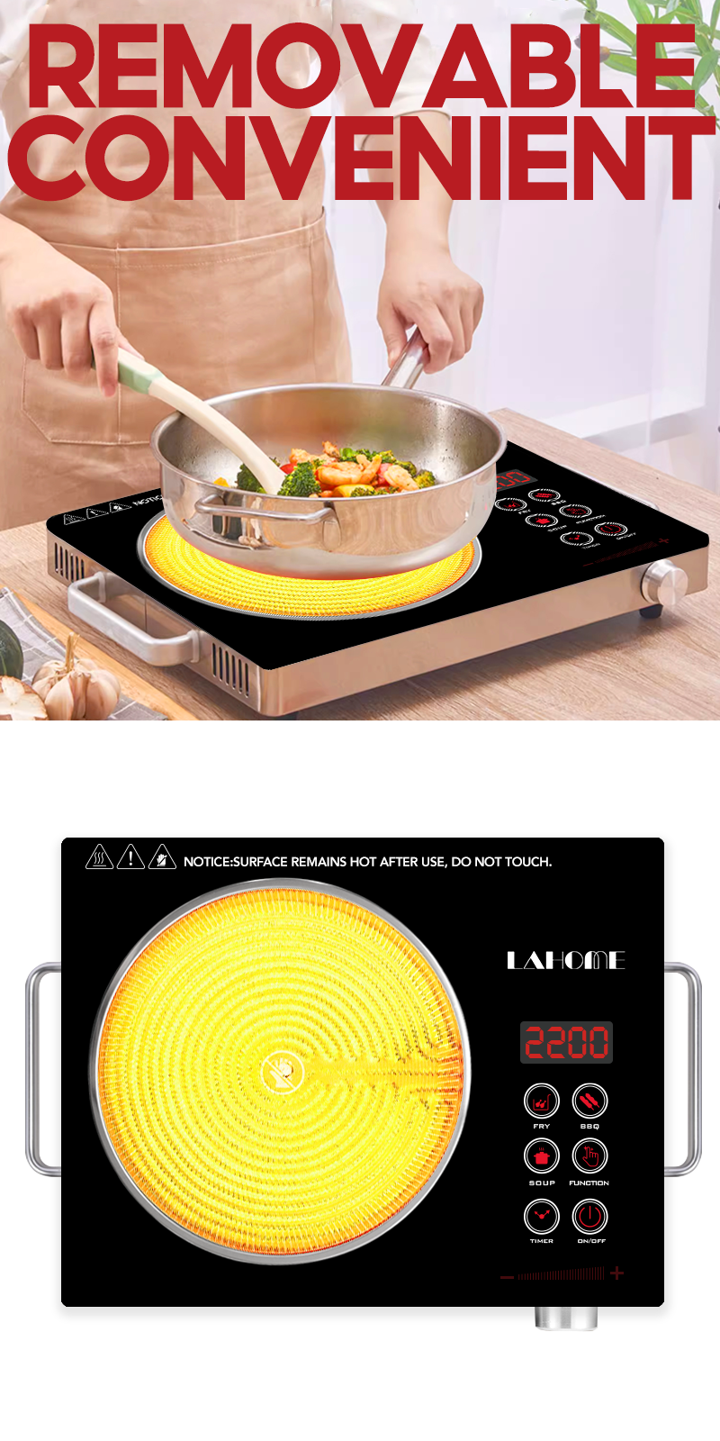 Lahome Electric Ceramic Stove Infrared Induction Burner Cooktop ...