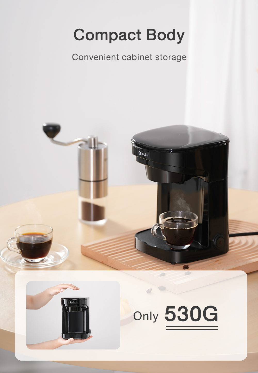 Simplus Coffee Maker Drip Filter Coffee Machine Dual Cups Compact Body ...