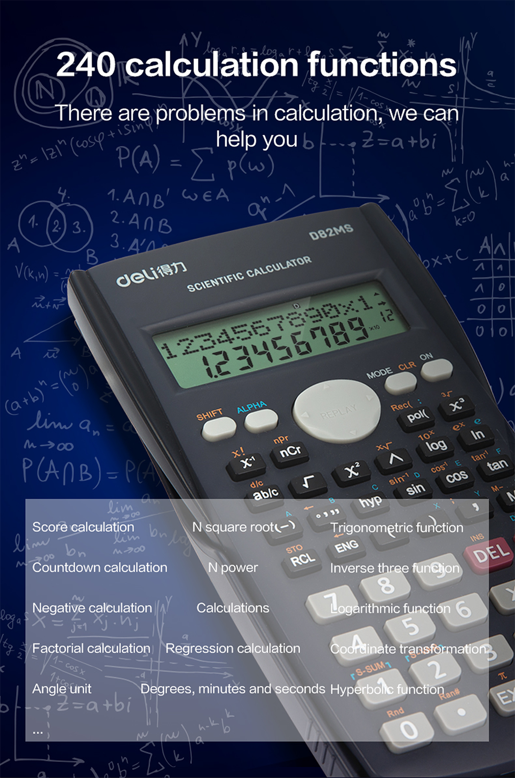 Deli D82MS 10+2 Digits Scientific Calculator 240 Functions | Shopee ...