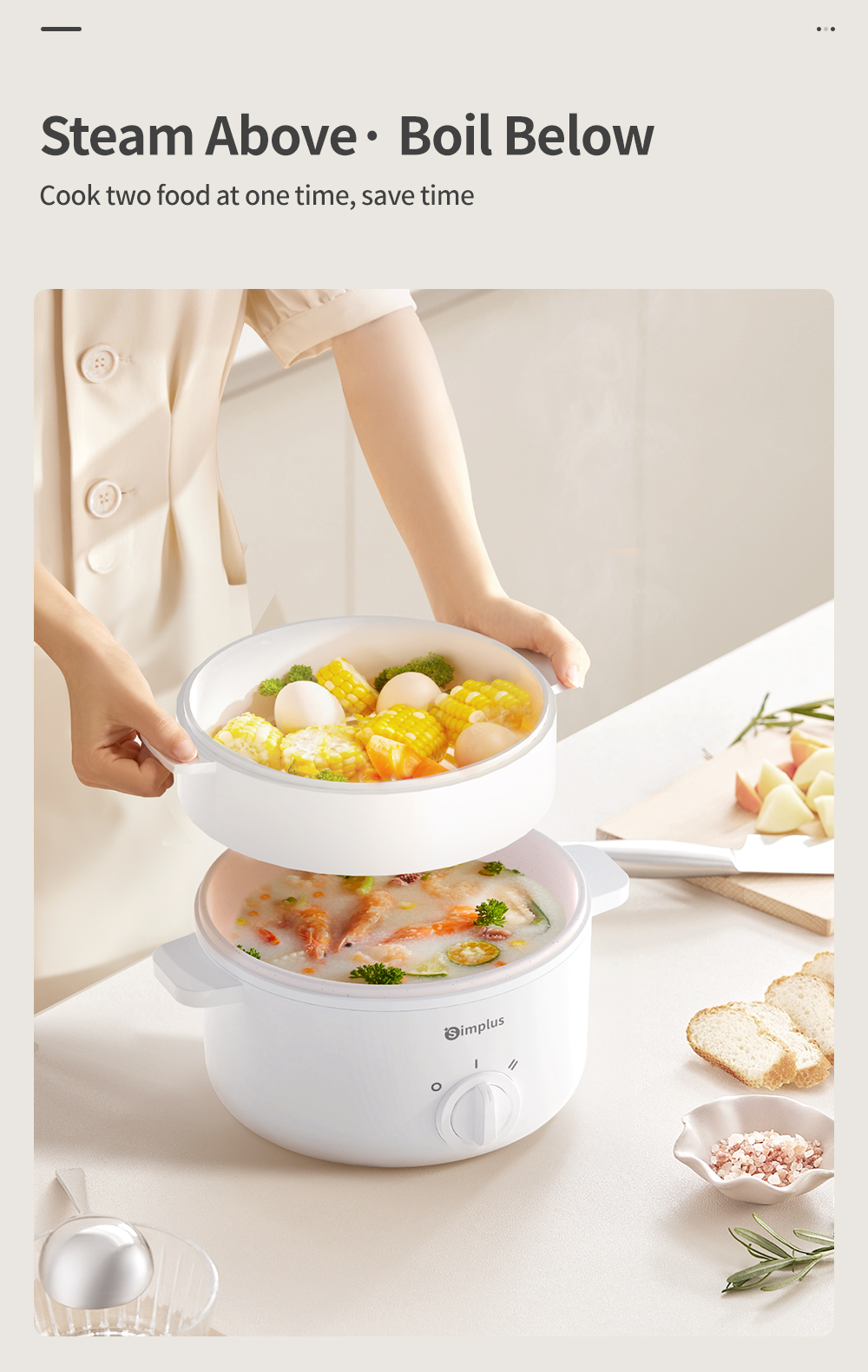 INSSA x Simplus Electric Cooker 1.5L/3L Rice Cooker with Steamer ...