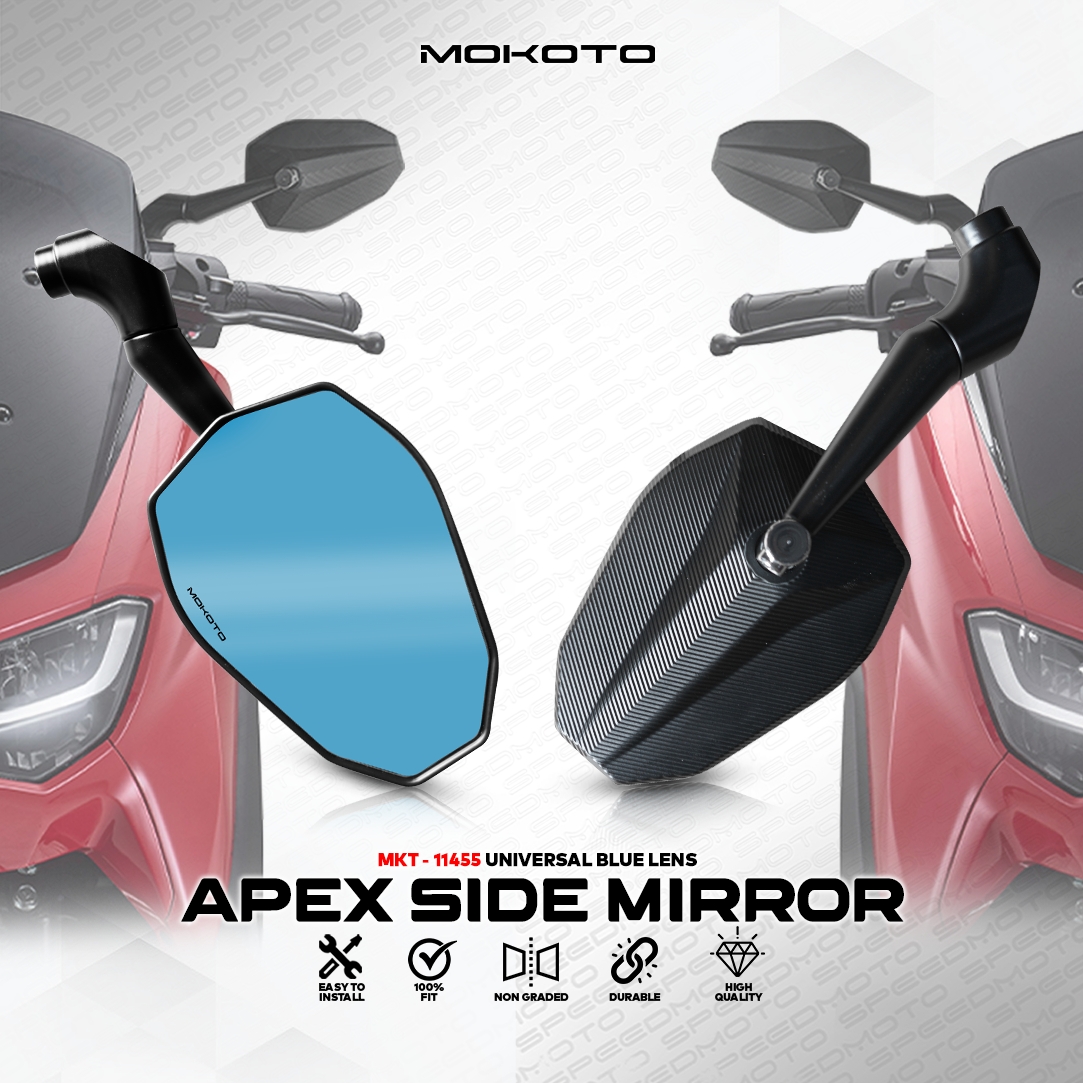 MOKOTO APEX SIDE MIRROR BLUE LENS / SMOKE LENS ALLOY FRAME NON GRADED ...