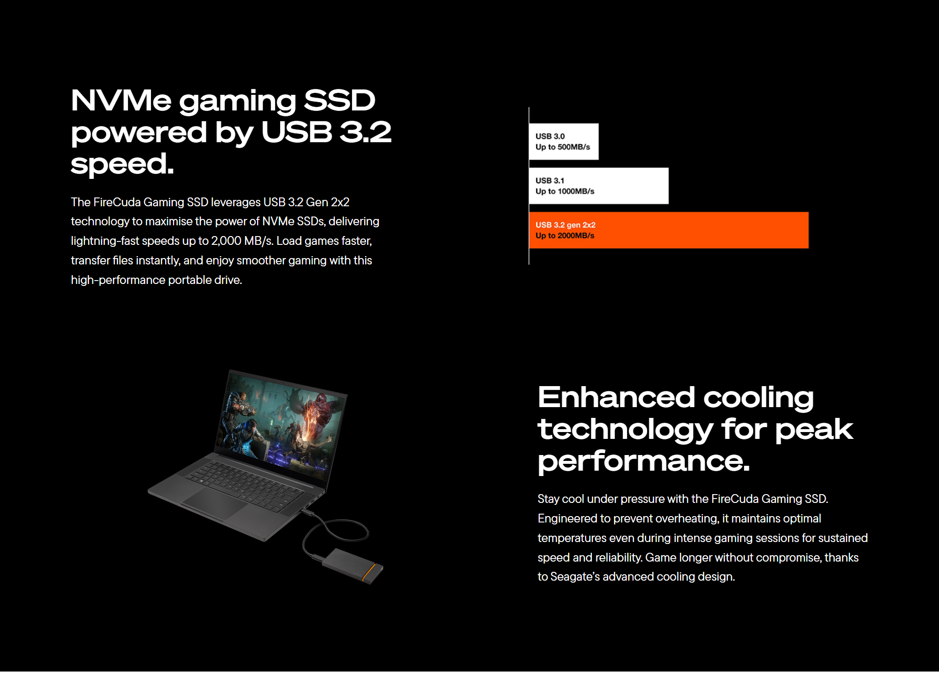 Seagate FireCuda 1TB/2TB Portable USB-C NVMe Gaming External SSD Solid ...