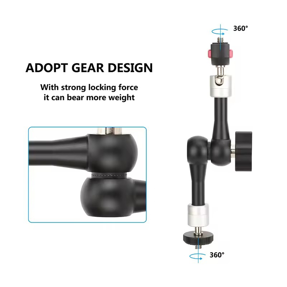 Pxel Articulating Magic Arm Dual 360° Ball Head + 1/4" Thread Screw ...