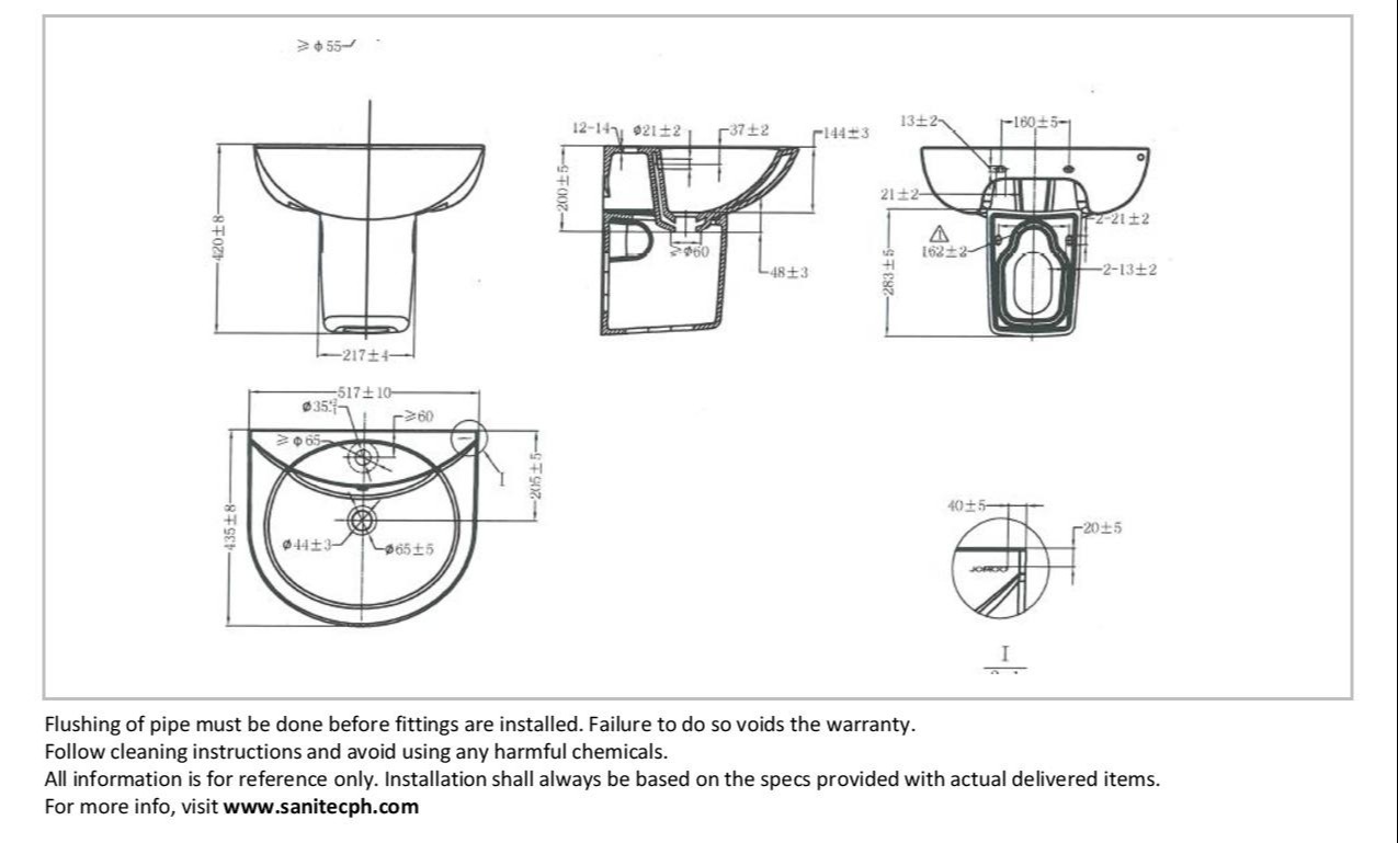 JOMOO Wall Hung Basin with Half Pedestal by Sanitec | Shopee Philippines