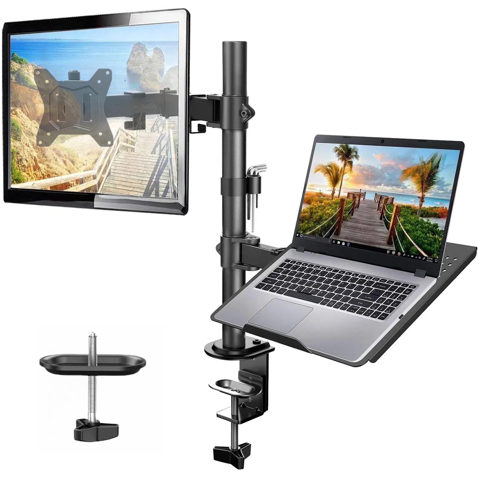 Dual Monitor & Laptop Stand for 13-32”Screen + 17" Notebook,Adjustable ...