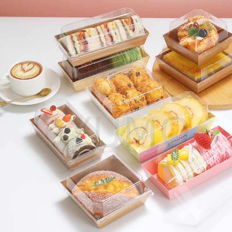 5/10/20PCS Cake Box Transparent Square Pastry Boxes Packaging Kraft ...