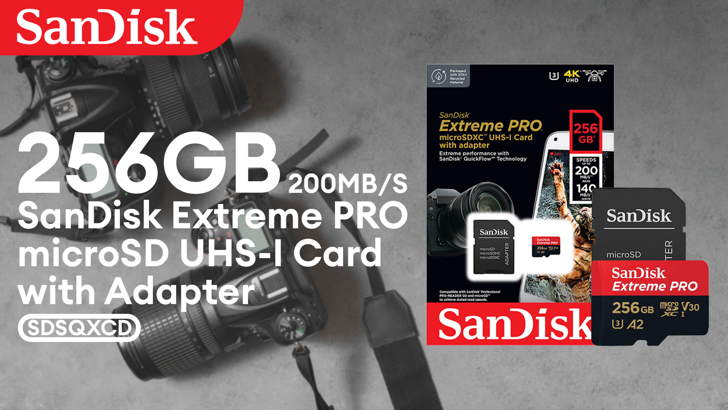 SanDisk Extreme PRO microSD UHS-I Card with Adapter ~ 256GB (SDSQXCD ...