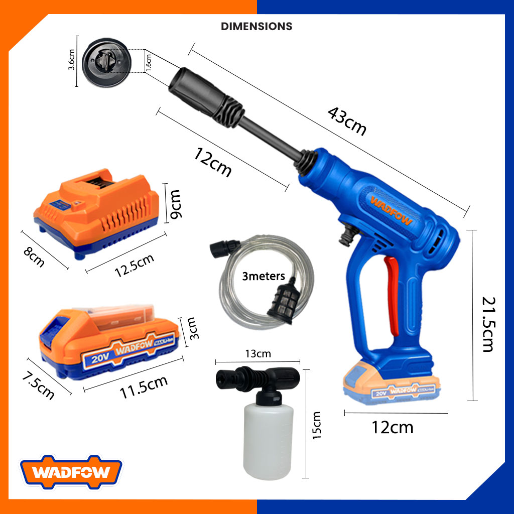 Wadfow P20 Series Li-Ion 20V Cordless Pressure Washer | Shopee Philippines