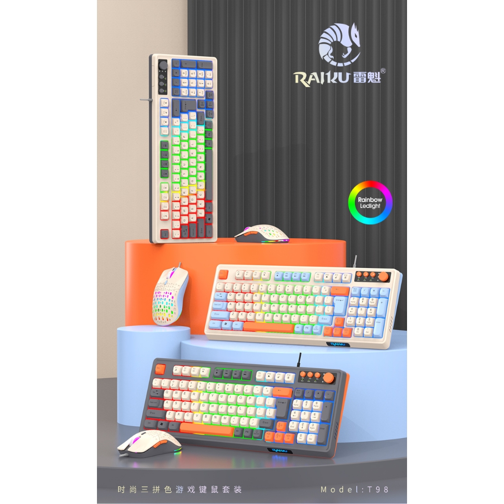 Zeus x Raiku Wired Rainbow LED Gaming Keyboard Bundle And Mouse Set 98 ...