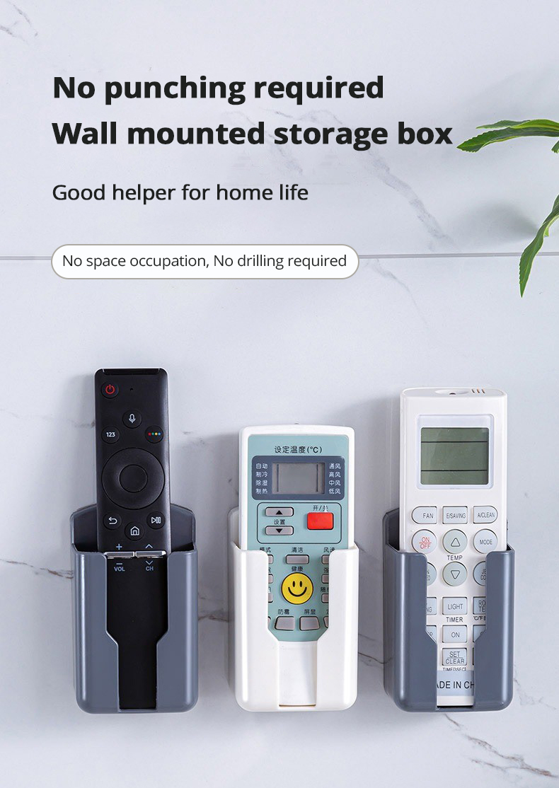 Remote Controller Holder Wall Mount Self Adhesive Storage Box Remote ...