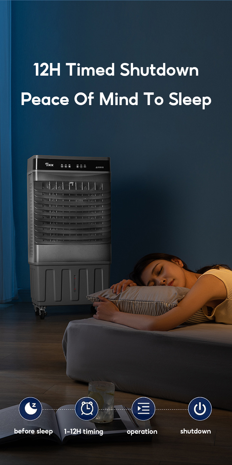 Tixx Air Cooler Fan Portable Aircon 40/50/70L Super Cold Wind Remote ...