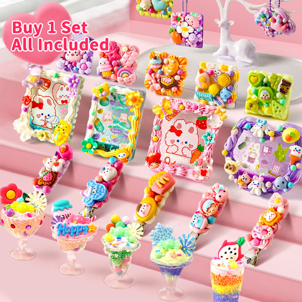 TinyTots 942 PCS DIY Guka Keychain Set Material Sticker Box Cream Glue ...