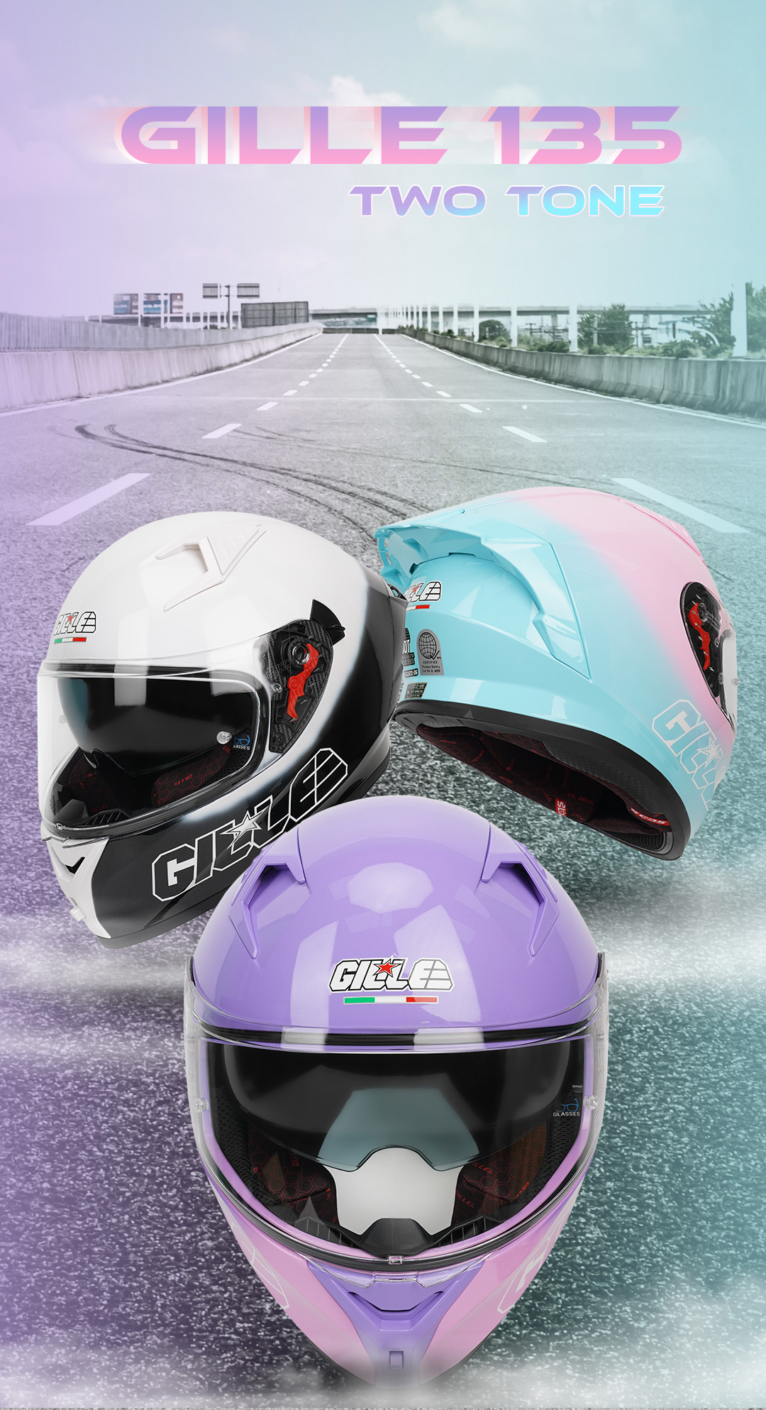 GILLE 135 GTS V1 two tone helmet full face dual visor helmet for ...