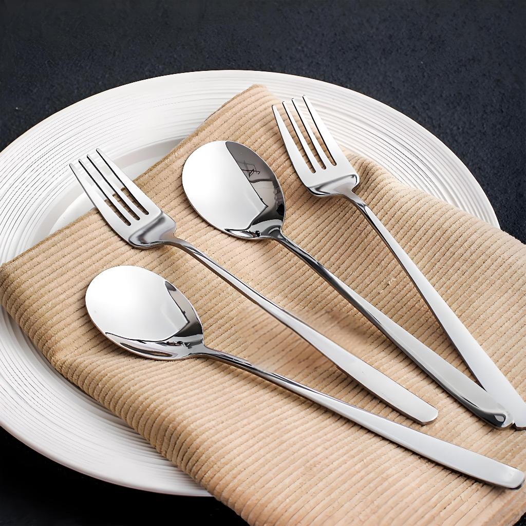 12PCS Cutlery Set Spoon And Fork Set Stainless Dinnerware Korean Spoon ...