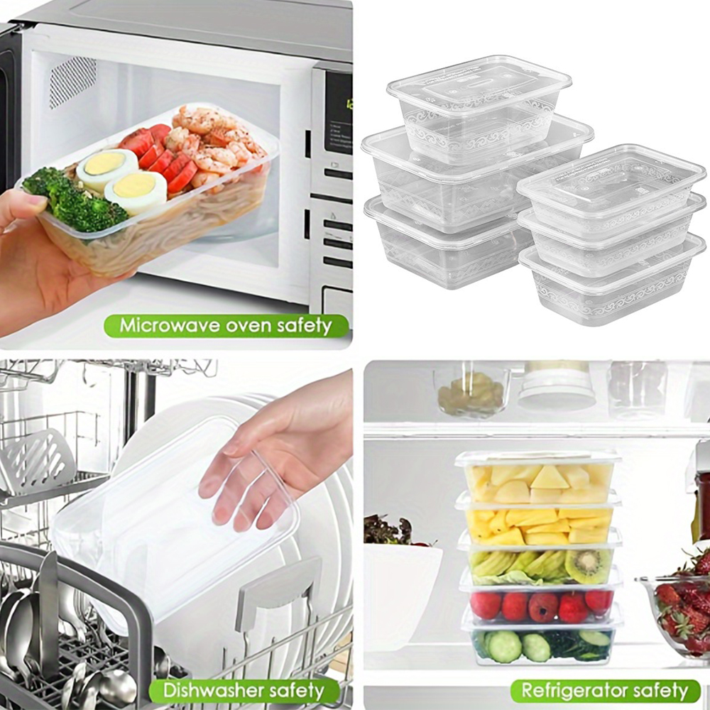 50PCS Rectangle Microwavable Food Container 500/650/750/1000ml ...