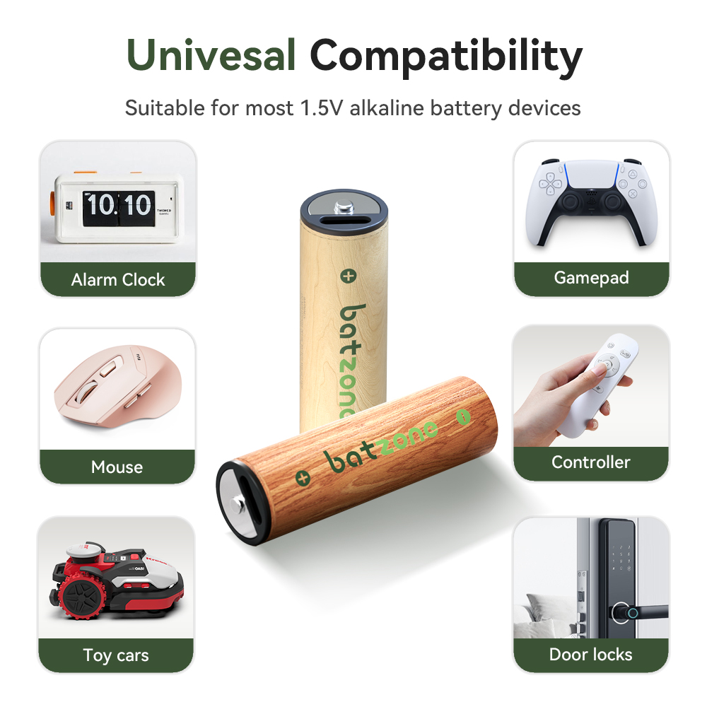 batzone 2220mWh 1.5V AA Batteries Rechargeable USB-C For Toy,Game ...