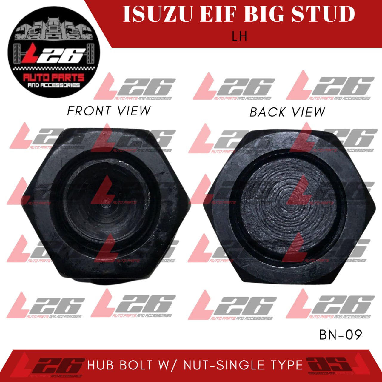 Isuzu Elf HUB BOLT WITH NUT Big Stud SINGLE TYRE RH/LH BN-09 | Shopee ...