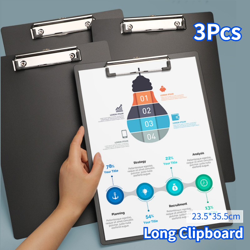 3pcs Long Clipboard Thickened Clip Board Student Writing Pad File ...