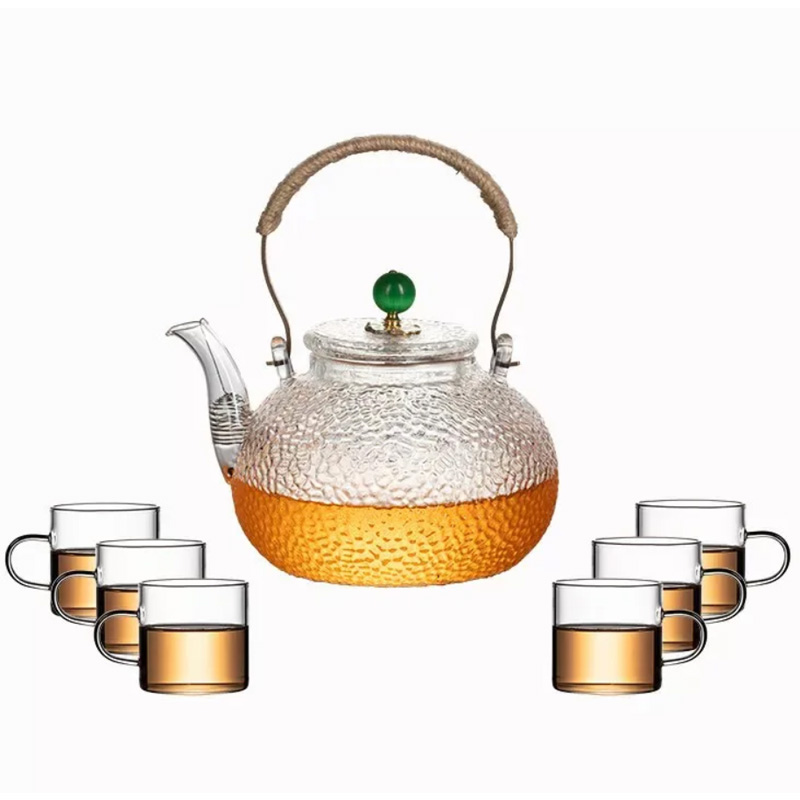 Glass tea set, heat-resistant small tea cup, household tea set ...