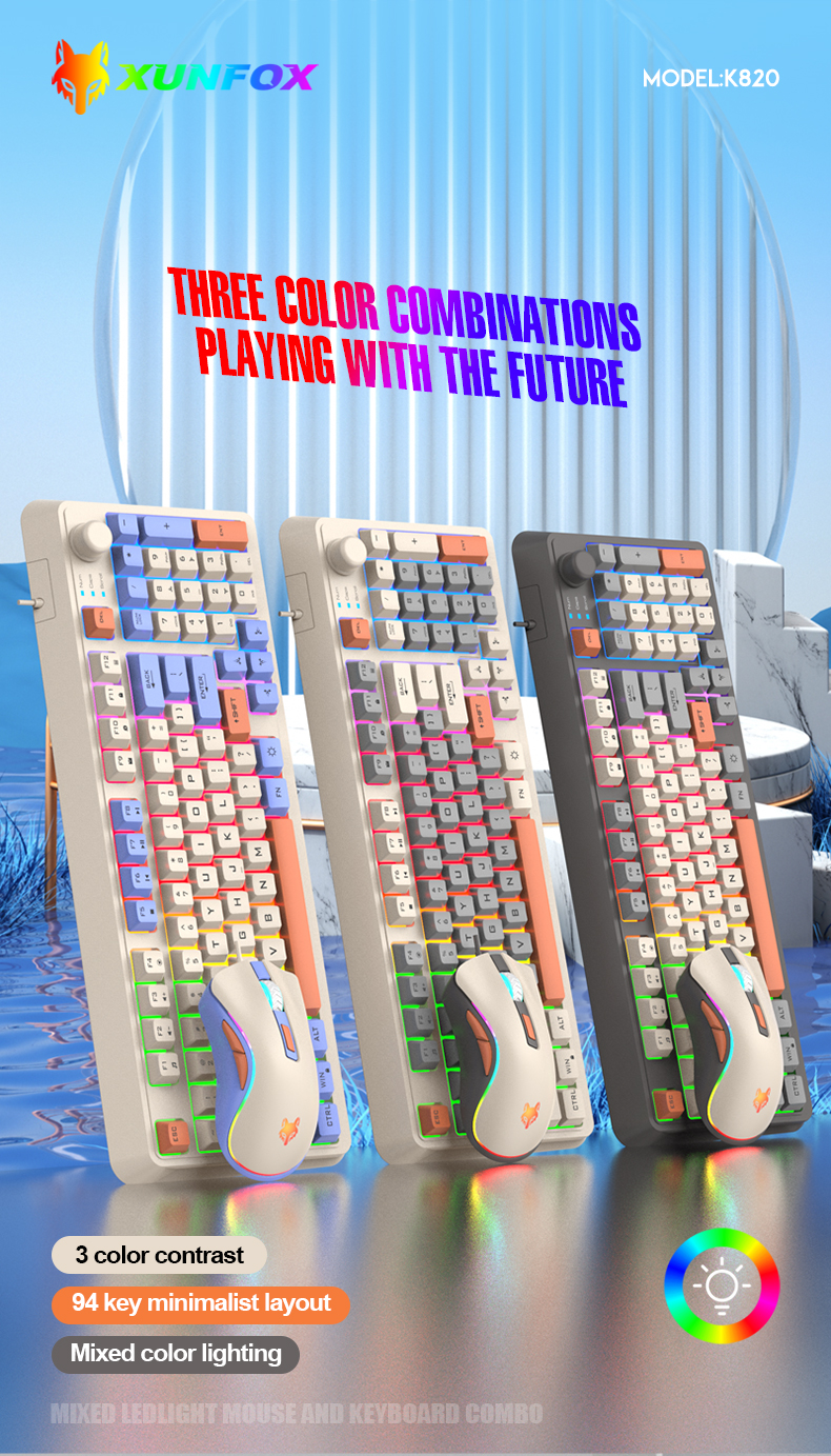 12 hours delivery K82 mixed ledlight 94 key contrast color mechanical ...