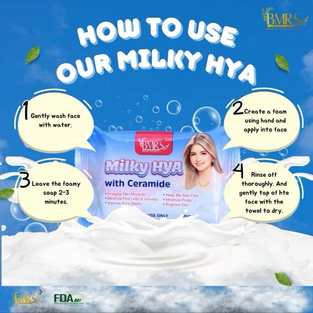 (5PCS) ORIGINIAL BMRS MILKY HYA SOAP WITH CERAMIDE, GLUTATHIONE VITAMIN ...