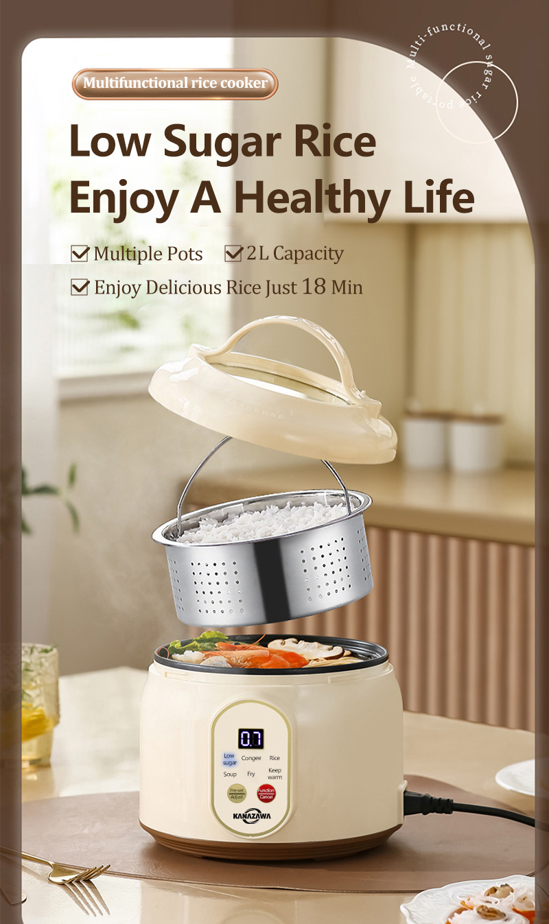 KANAZAWA Multifunctional Rice Cooker 2L Low Sugar Non -Sticky With ...