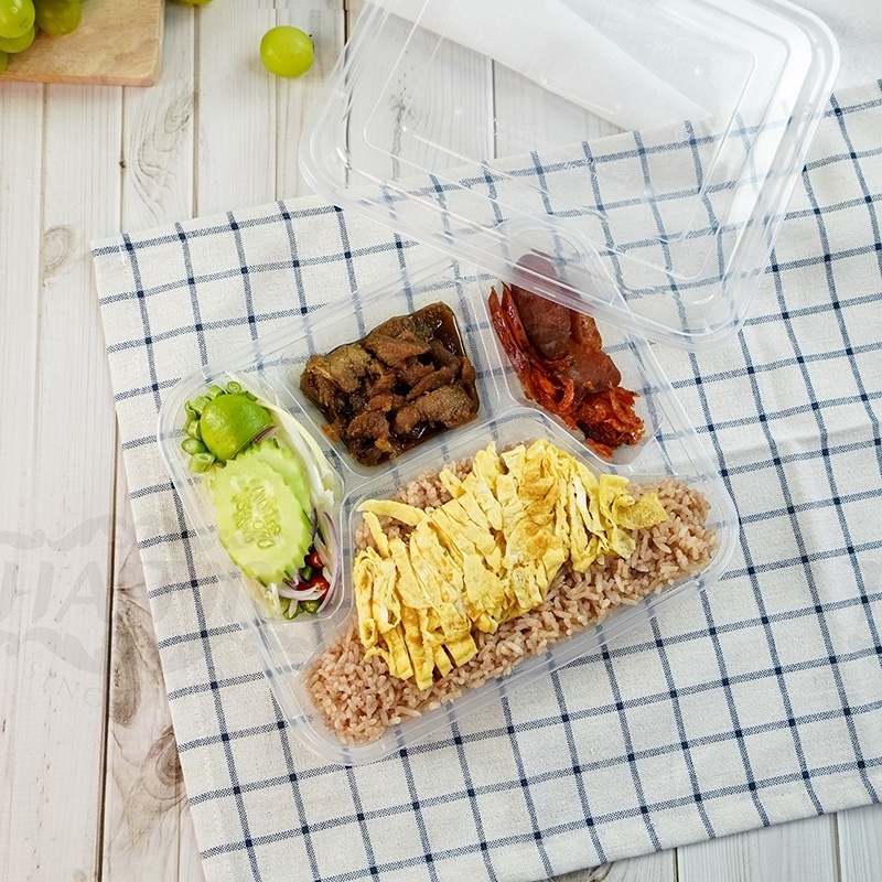 【50PCS】Disposable Bento Box With Lid Microwavable Clear Plastic Food ...