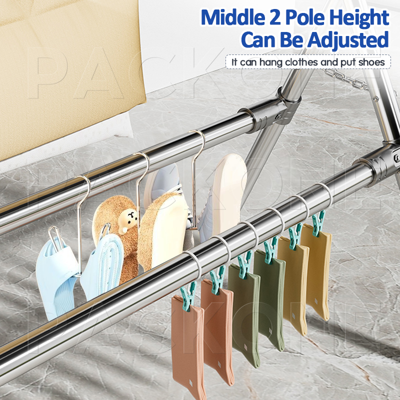 【with Hook】Life Windproof Drying Rack 200cm Foldable Sampayan Carbon ...