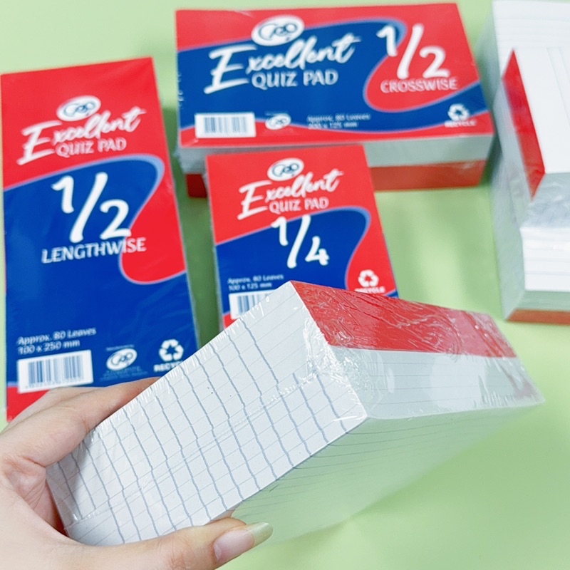 10Pads ( 1 Ream) 80lvs Quiz Pad 1/4, 1/2 Crosswise, 1/2 Lengthwise Quiz ...