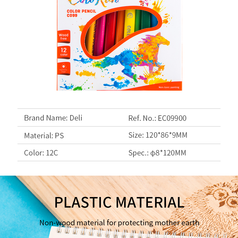 Deli 12 Pcs Color Pencils Set Short Art Pencil Non-Toxic Colored Lead ...