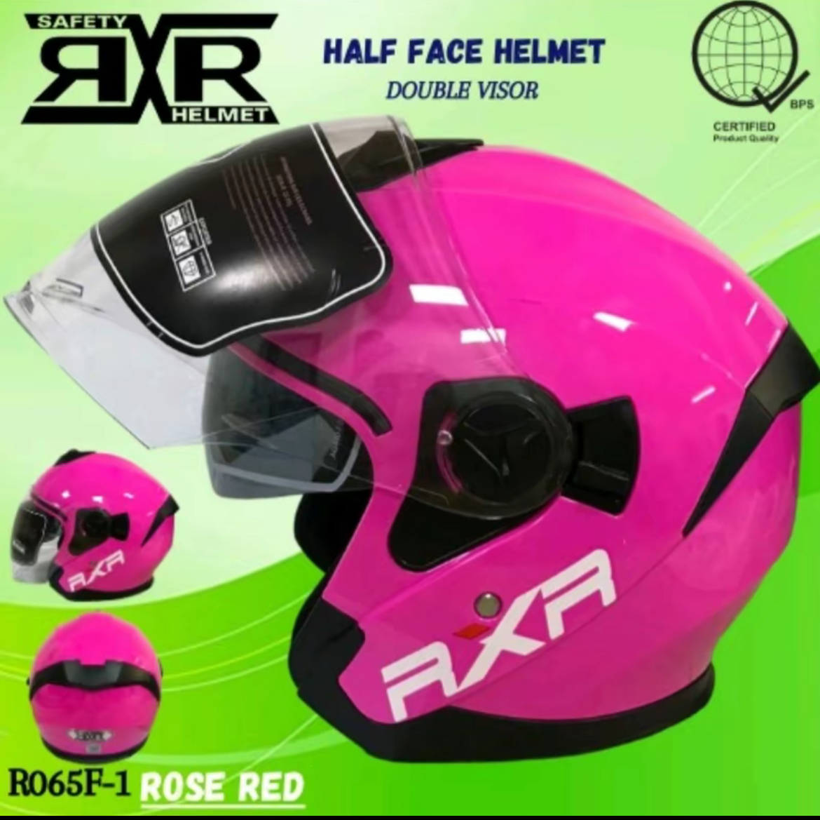 RXR HALF FACE HELMET Dual Visor 065F-1 Rider's Helmet Hot Sale Medium ...