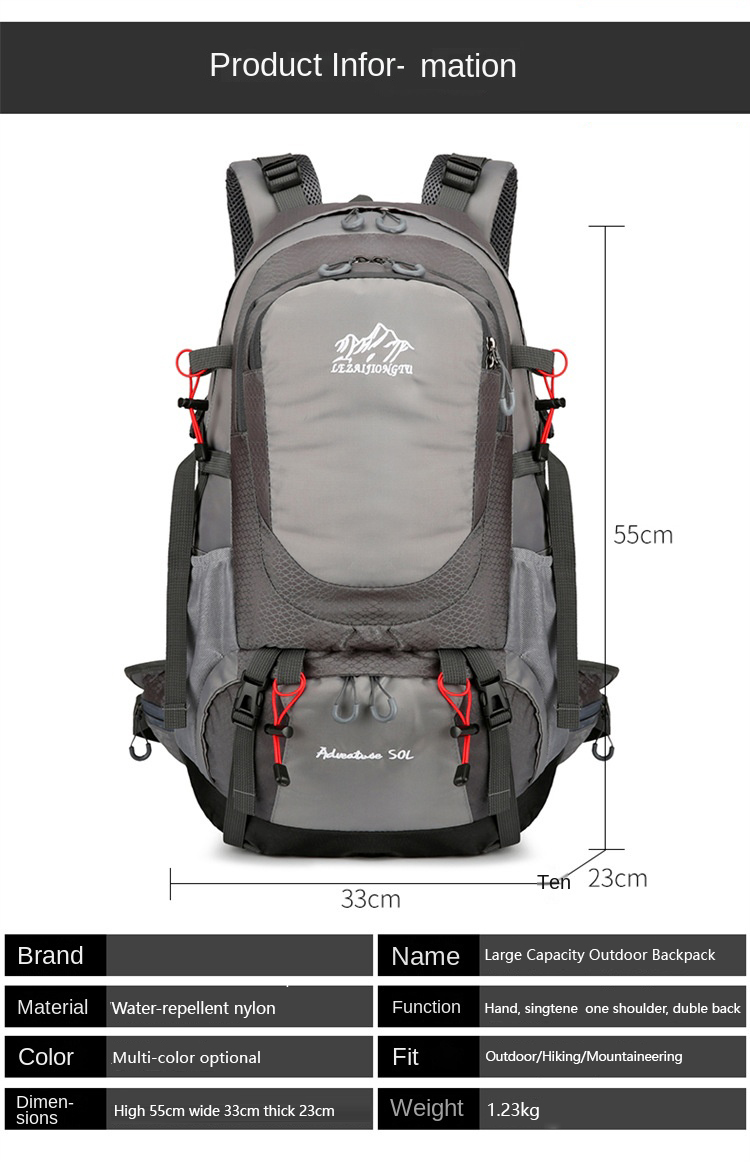 Blackpongo 50L Outdoor Mountaineering Backpack Camping Hiking Large ...
