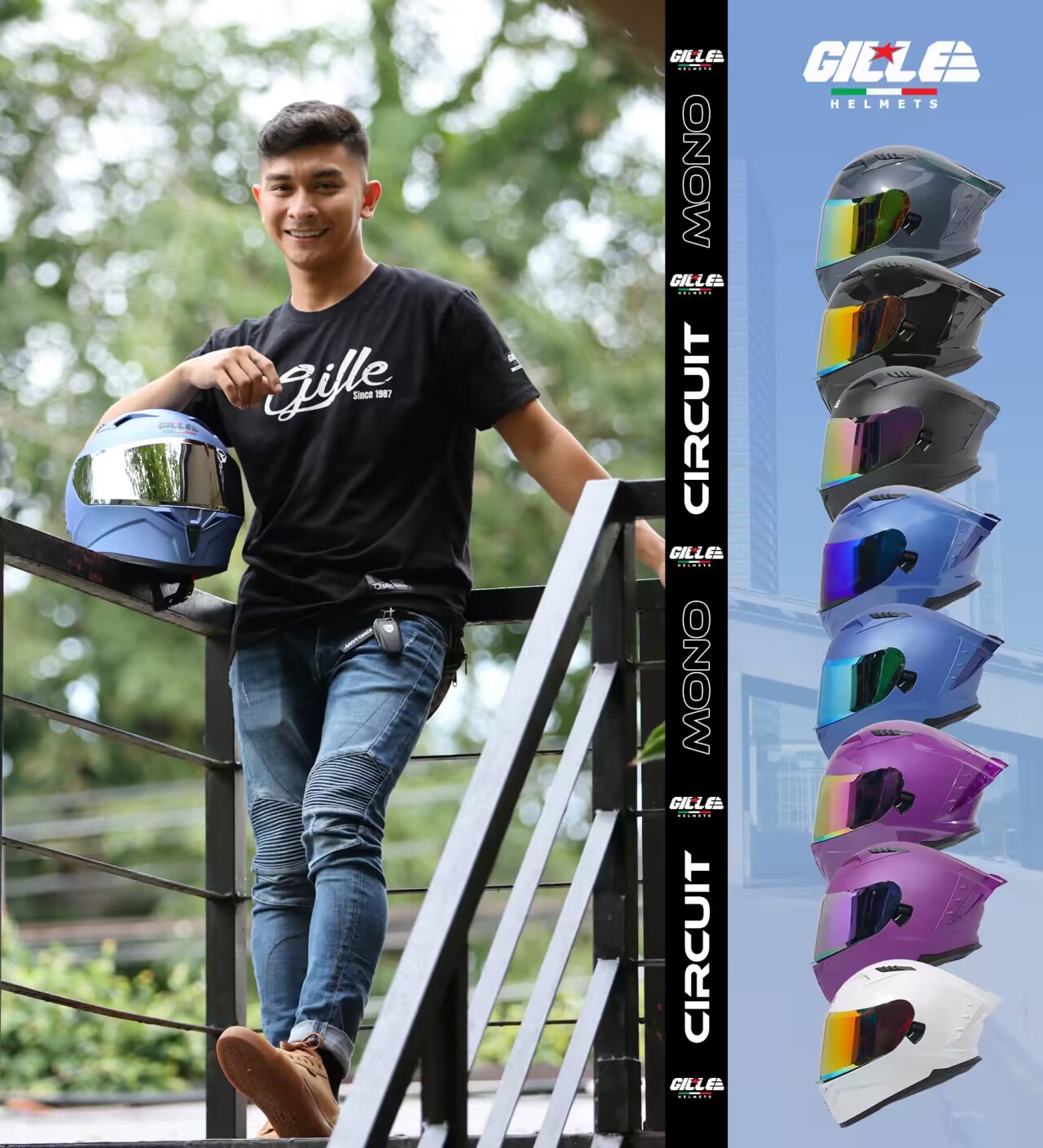 GILLE CIRCUIT Dual Visor Helmet Full Face for Motorcycle Men and Women ...