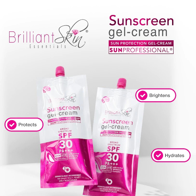 Brilliant Skin SUNSCREEN GEL CREAM 50g SPF30+FREE | Shopee Philippines